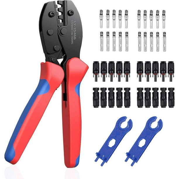 Pack of 10 electrical crimp terminal pliers with 10 pairs of male and ...