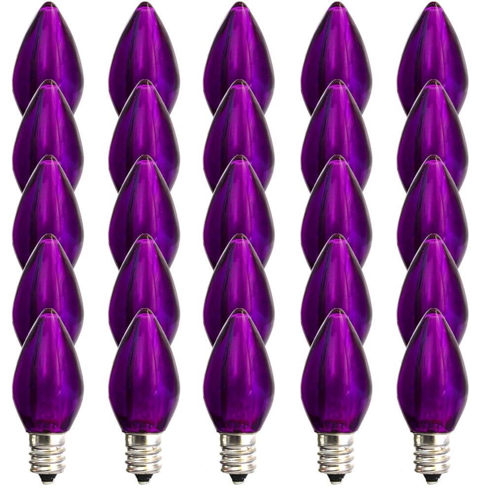 Box of (25) C7 LED Purple Bulb - C7 Smooth Lens - Walmart.com