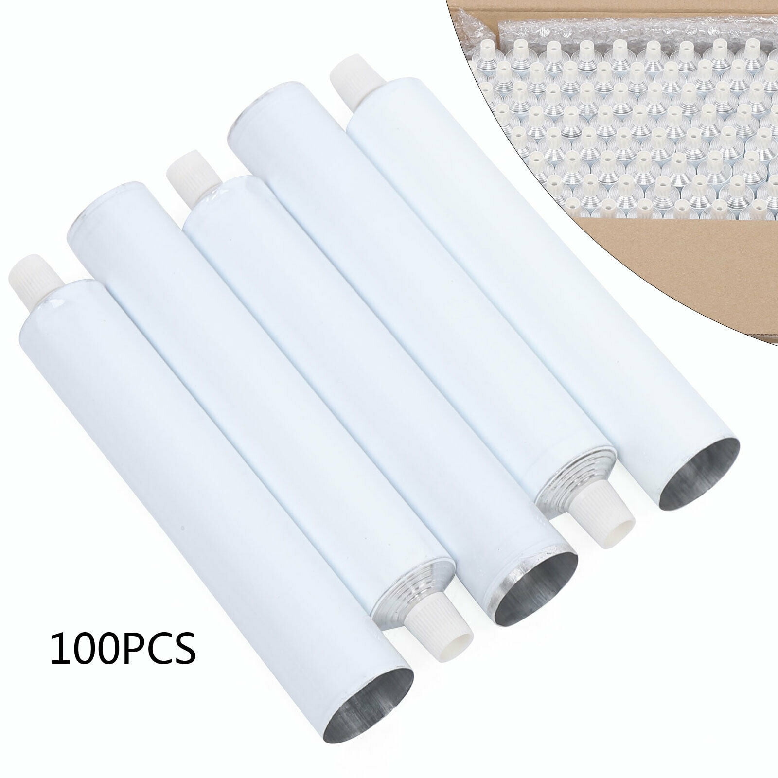Miumaeov 100 Pcs Aluminum Empty Toothpaste Tubes Metal Tubes w/ Caps ...