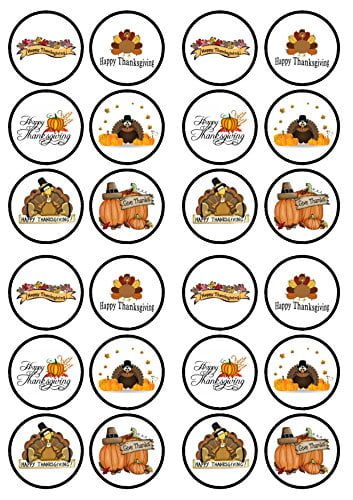 Happy Thanksgiving Edible Paper Cupcake Toppers/Decorations - Walmart.com