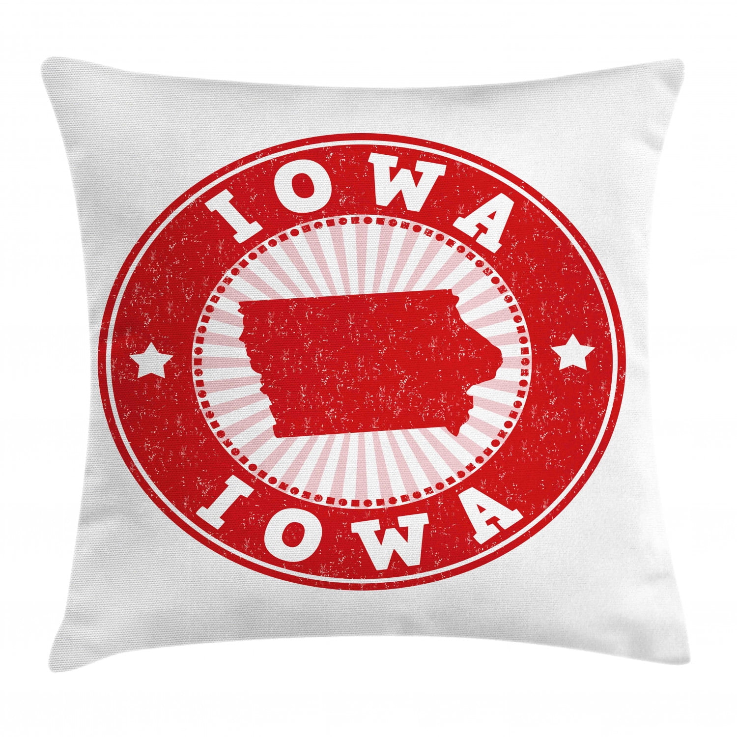 Iowa State Throw Pillow Cushion Cover, Grunge Rubber Stamp Illustration ...