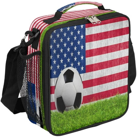 Kids Lunch Box American Fag Football Insulated Lunch Bag Tote for Girls ...