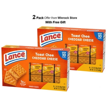 Lance ToastChee Cheddar Sandwich Crackers, Fresh Toasted Snack, 10 ...