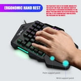 UHM One-Hand Gaming Keyboard, USB Wired, 35 Keys, LED Backlit ...