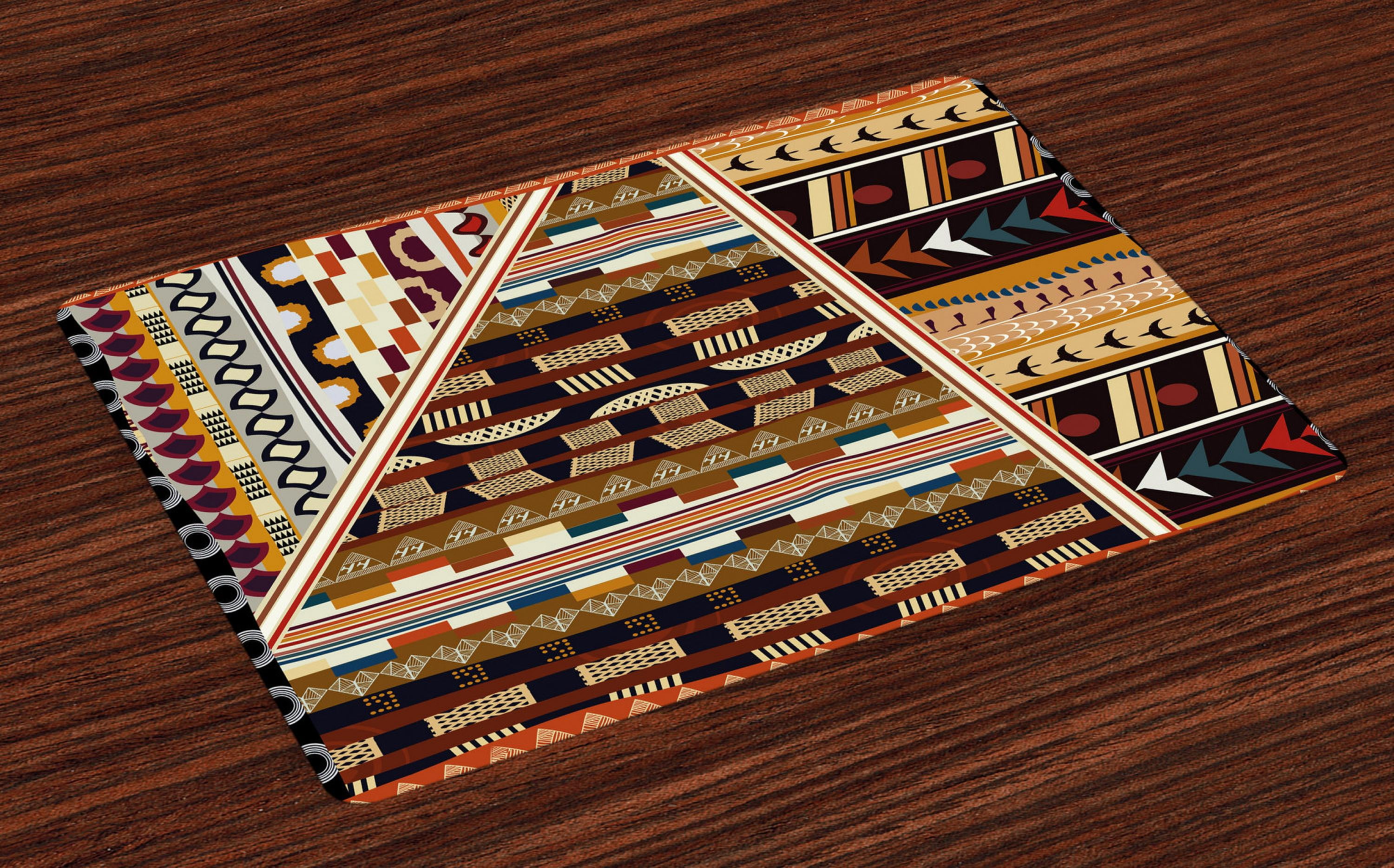 Tribal Placemats Set of 4 Various Abstract Geometrical Motifs Folkloric ...