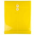 JAM Paper Plastic Envelope with Button & String Tie Closure, Open End,9 3/4 x 11 3/4, Yellow, 12 ...