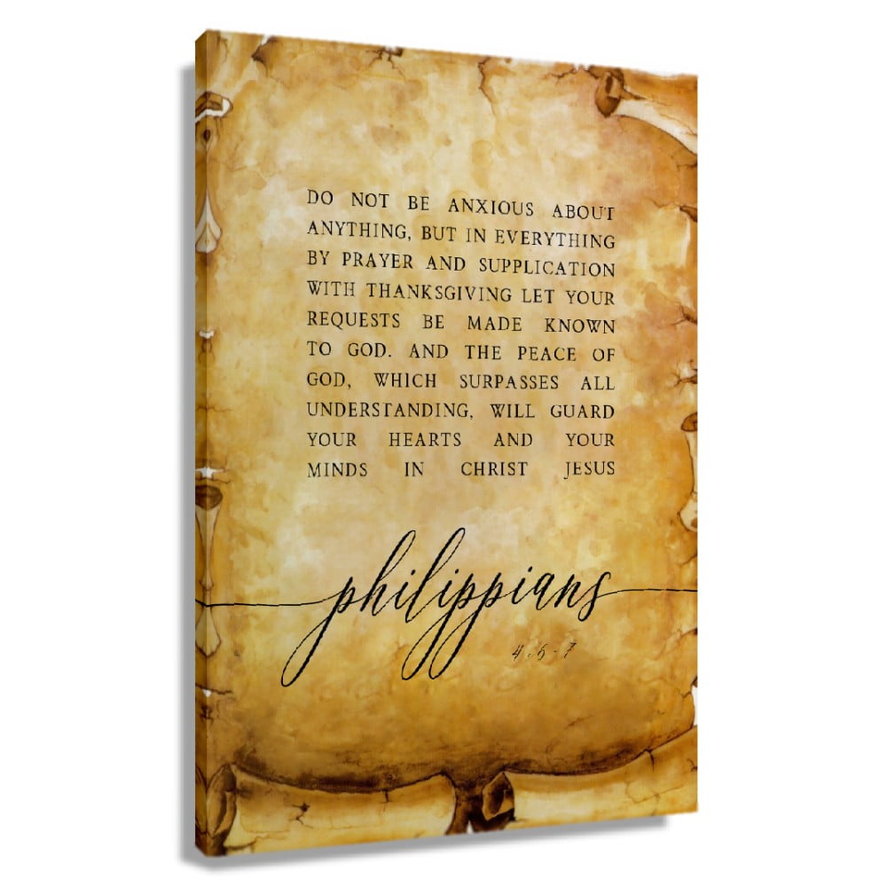Philippians 4 6-7 Bible Verse Wall Art Vintage Scripture posters Canvas ...