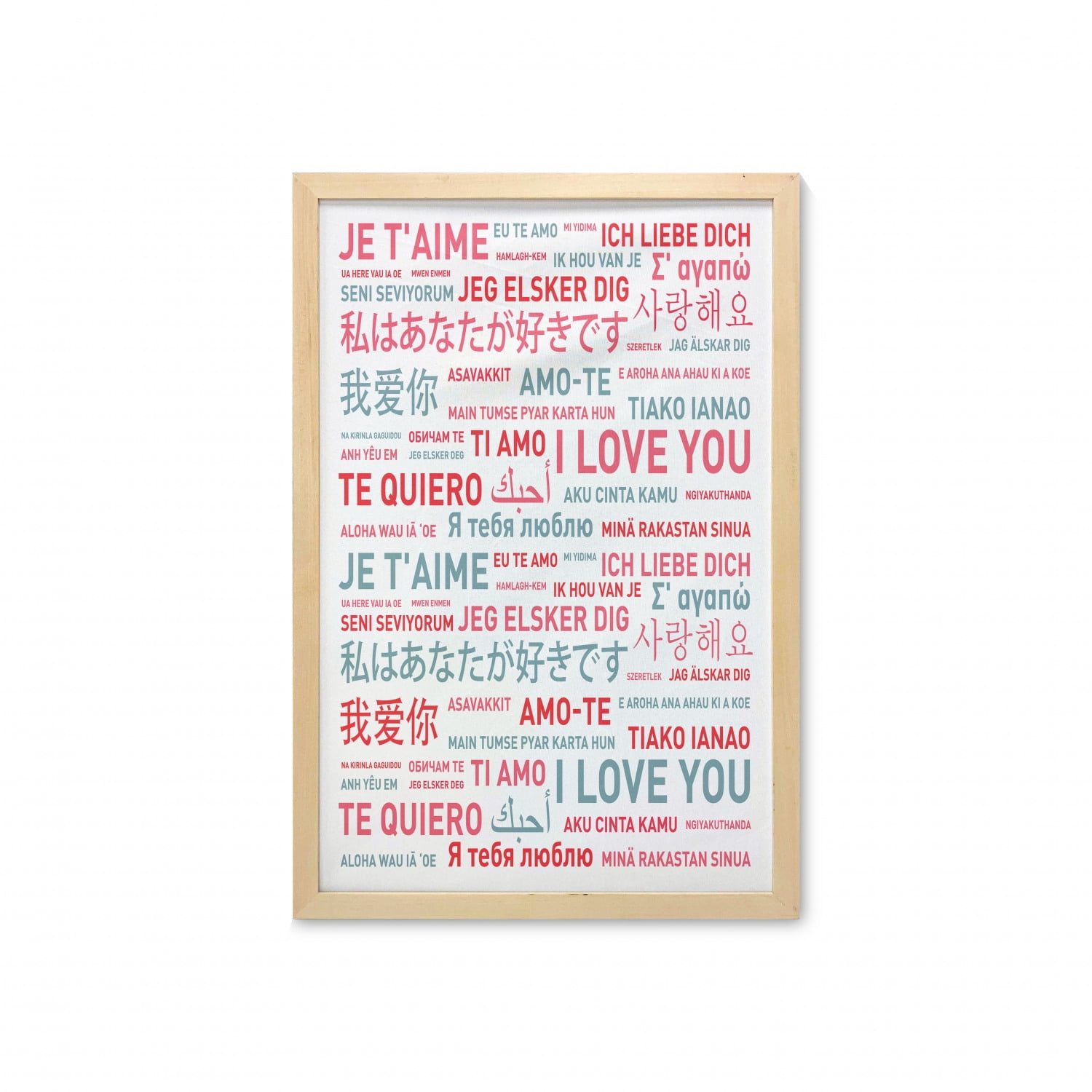 Love Wall Art with Frame, Emotional Messages in Various World Languages ...