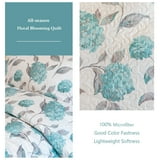 Anray Home King Size Floral Quilt Set, Water Blue Hydrangea ...
