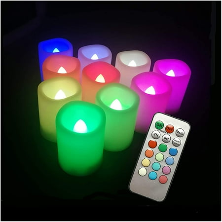 Multi Color Changing Flameless Votive Candles with Remote, 10 Pack ...