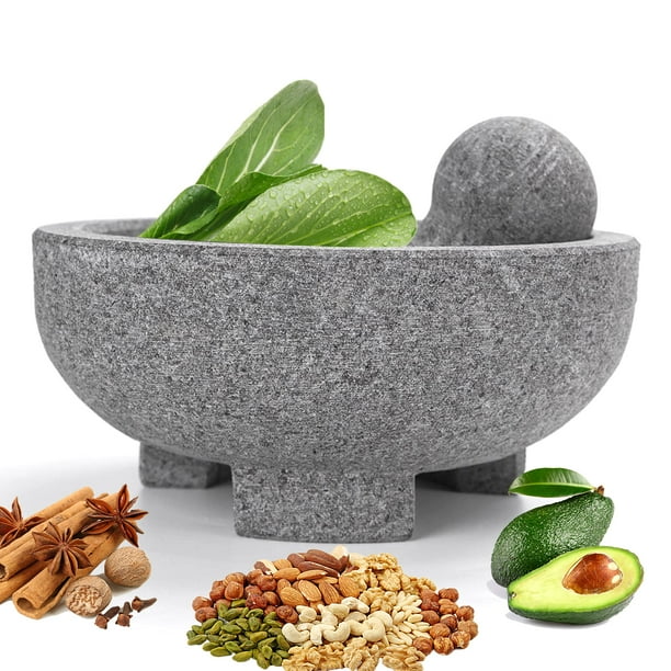 LUVAN 4 Cup Granite Mortar and Pestle,8-inch Large Mortar and Pestle ...