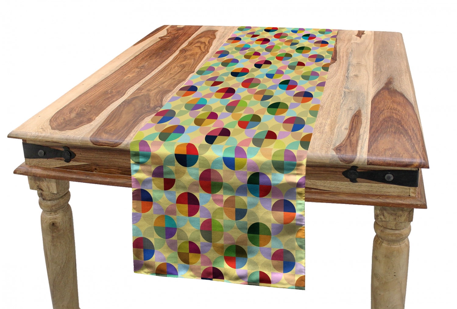Geometric Table Runner, Circular Tile Arrangement Abstract Modern ...