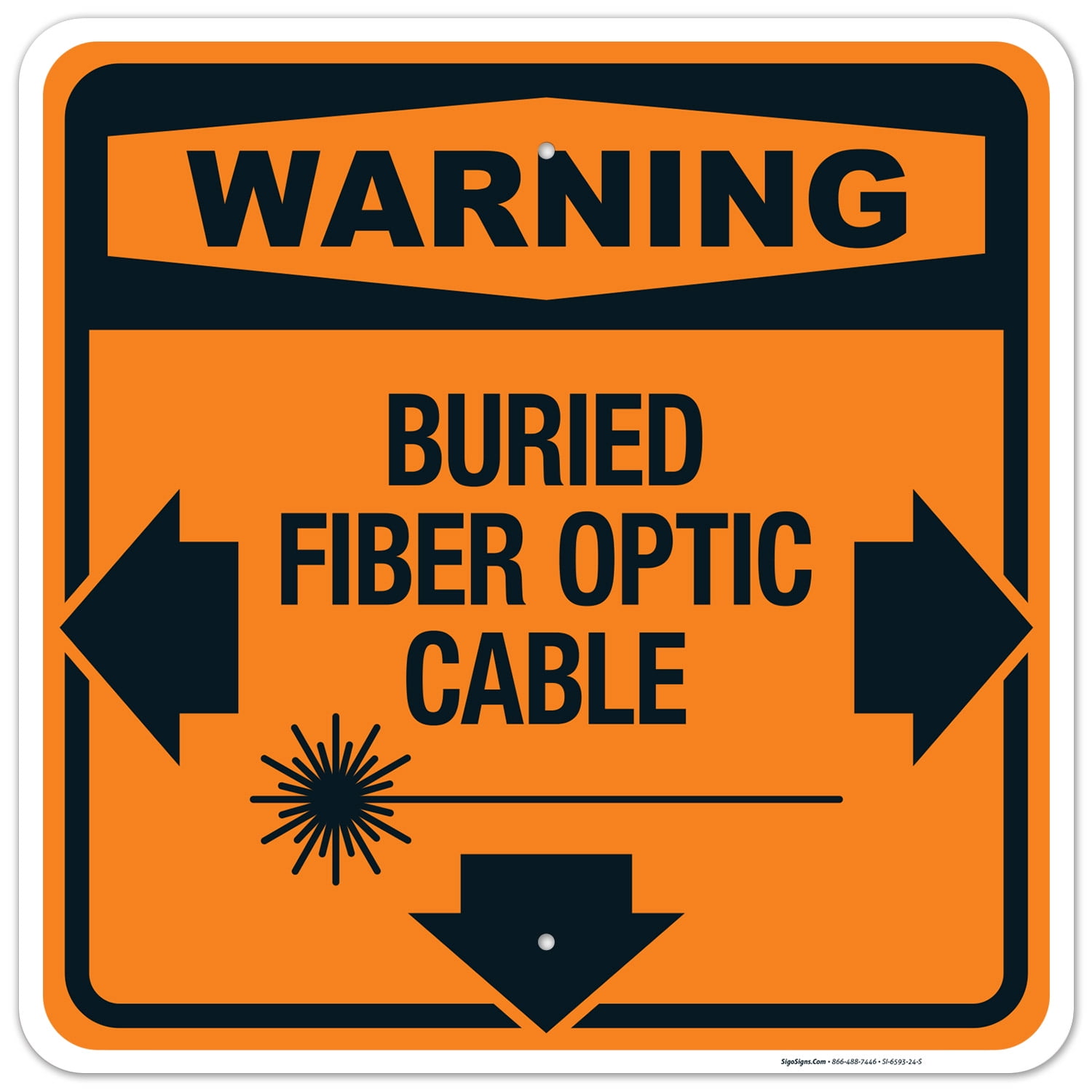 Warning Buried Fiber Optic Cable Sign, - Walmart.com