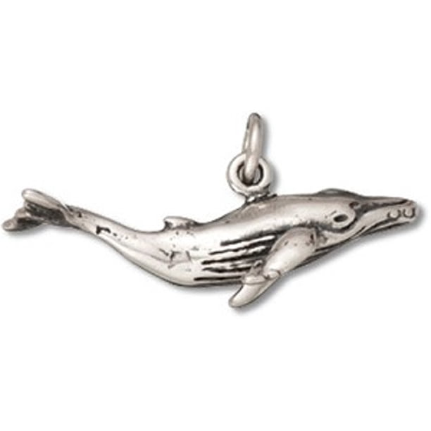 Sterling Silver 8" 4.5mm Charm Bracelet With Attached 3D Humpback Whale ...