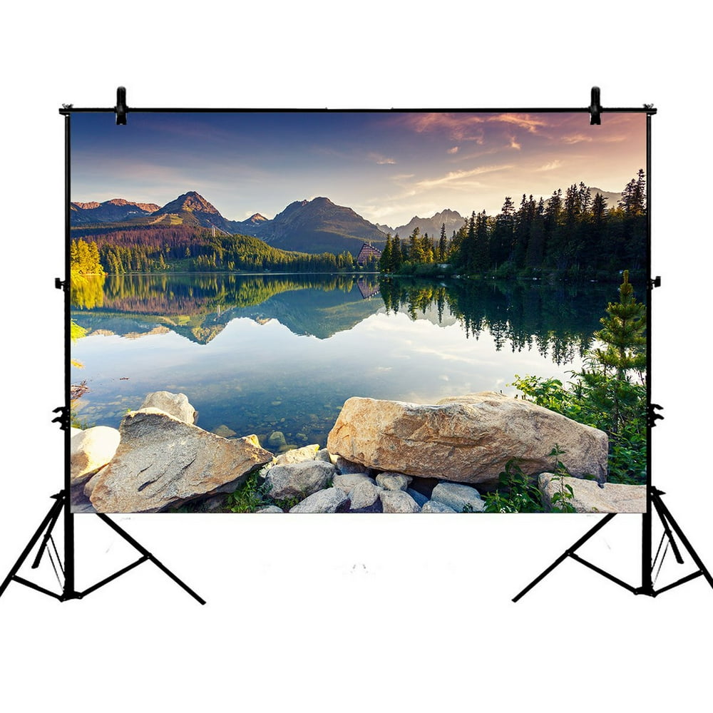 PHFZK 7x5ft Landscape Nature Scenery Backdrops, Mountain Lake in ...