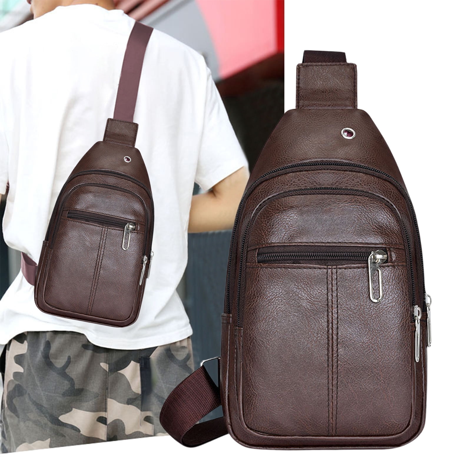 Canvas Sling Bag Crossbody Backpack Shoulder Casual Rucksack For Men ...