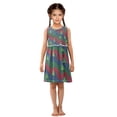 Blue Red Green Wave Christmas Trees Sleeveless Dress A-Line One-Piece ...