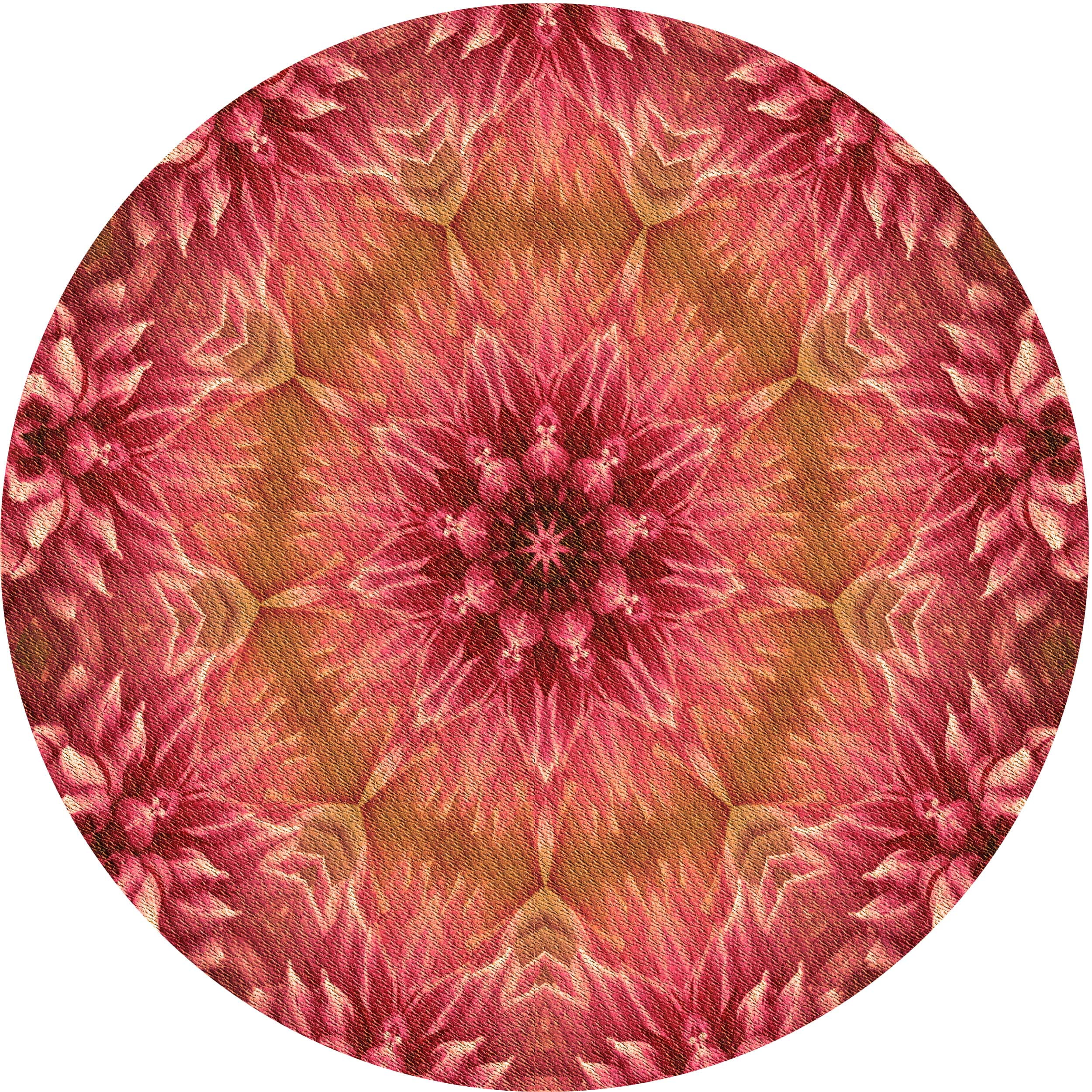 Ahgly Company Machine Washable Indoor Round Transitional Bright Orange ...