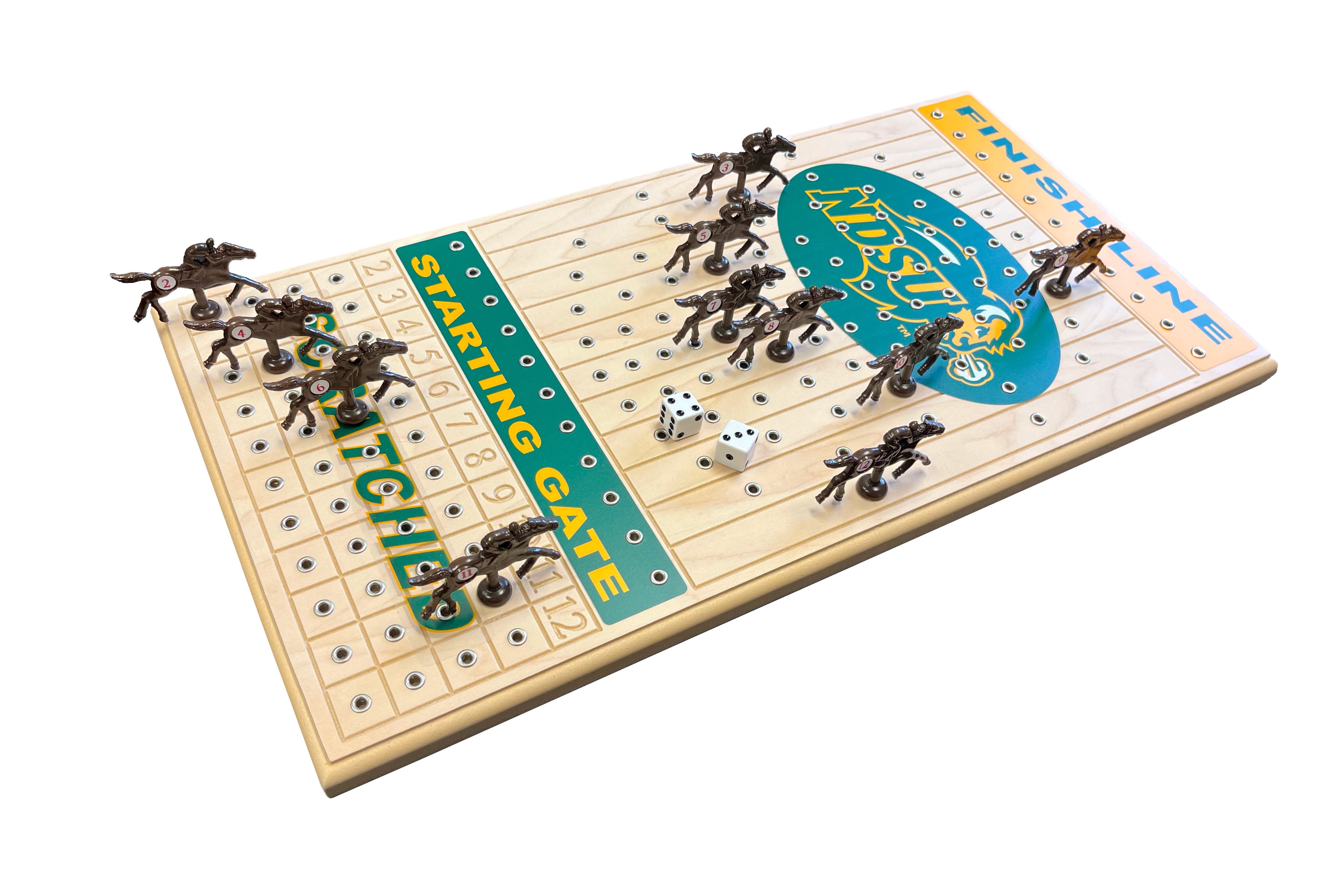 NDSU Bison Handcrafted Maple Horseracing Party Board Game from Across ...