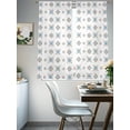 Abstract Tile Motifs Sheer Curtains for Living Room Bedroom Light Blue ...