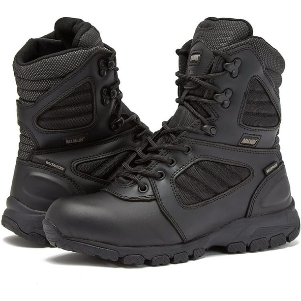 MAGNUM Men's 8.0 Waterproof Tactical Boots, Leather Side Zip Military ...