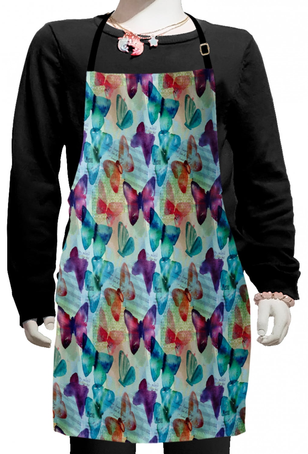 Abstract Kids Apron, Watercolor Rainbow Colored Butterflies and ...