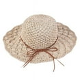 Womens Foldable Straw Sun Hat Wide Brim Upf 50 Crochet Summer Floppy