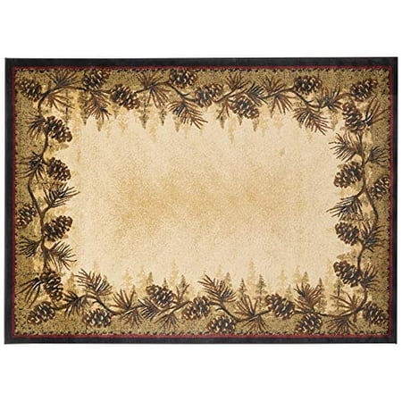 Rustic Lodge Pine Cone Border Brown 5x7 Area Rug 5'3x7'3 | Walmart Canada