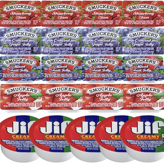 Smucker's Assorted Jam Packs: Strawberry, Grape Jelly, Individual ...