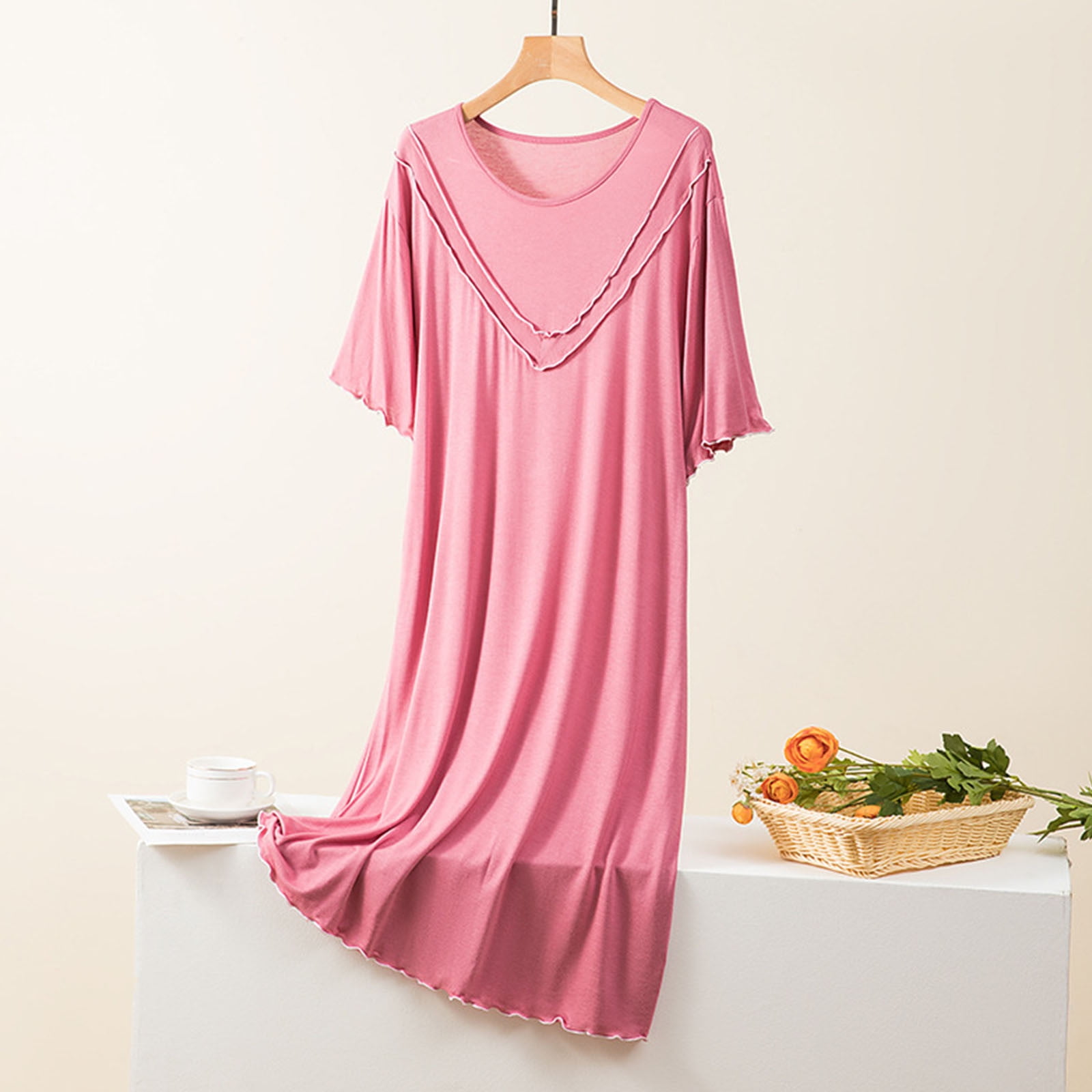 Click here for Soki Women Short Sleeve Long Nightgown Soft Modal... prices