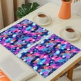 4PCS Tropical Floral Table Mats - Vibrant Pink & Blue Floral Design ...