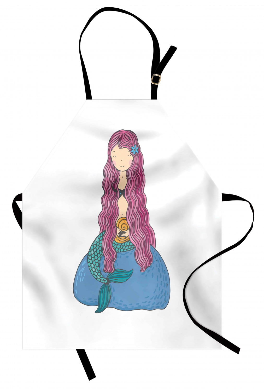 Mermaid Apron Sweet Mythological Girl with a Shell and Long Pink Hair ...