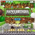 3x5FT Pixel Birthday Party Decorations Video Game Banner for Miner ...
