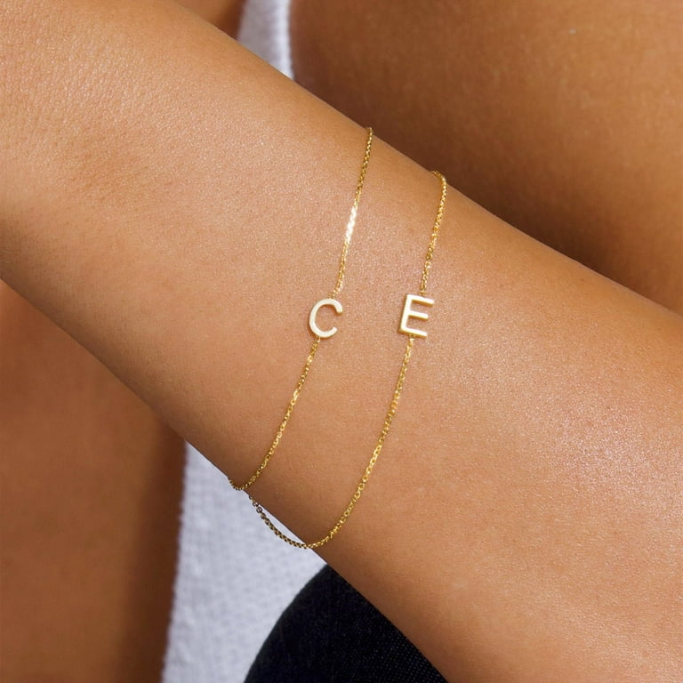 Dainty gold initial bracelet store
