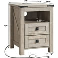 OKD Modern Wooden 2-Drawer Nightstand with Charging Station, Bedroom ...