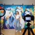 12x8ft Photo Backdrop, Western Horse Soft Polyester Backdrop Curtains ...
