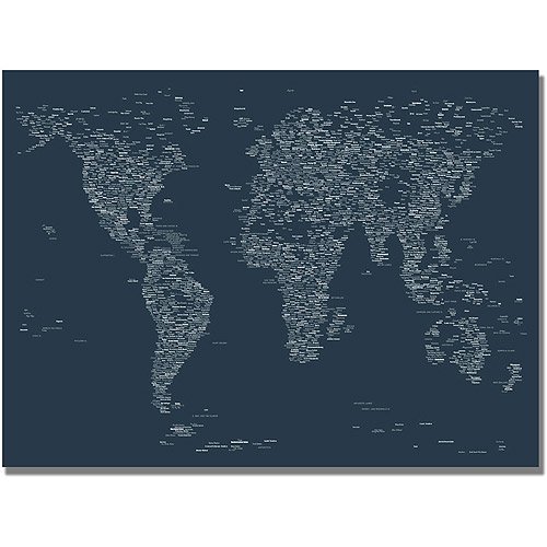 Trademark Art "Font World Map VI" Canvas Art by Michael Tompsett ...
