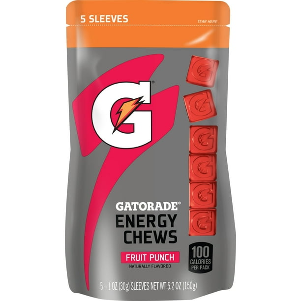 Gatorade Prime Energy Chews, Fruit Punch, 1 oz Sleeves, 5 Count ...
