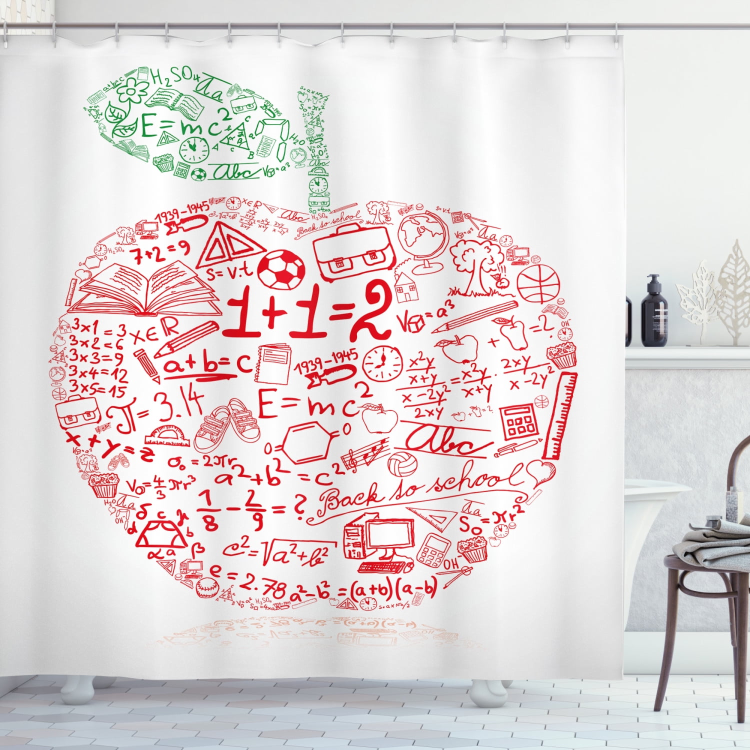 Ambesonne Science Shower Curtain, Fun, 69"Wx75"L, Red Forest Green ...