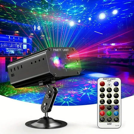 DJ Disco Indoor Party Lights, LED Sound Activated RGB Strobe Projector ...