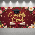 Gold Glitter Lettering Graduation Banner Floral Decor Grad Party ...