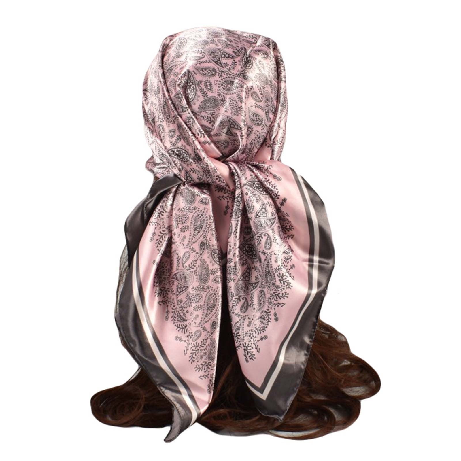 Xysaqa Women's 35"x35" Satin Square Silk Like Hair Scarves and Wraps ...