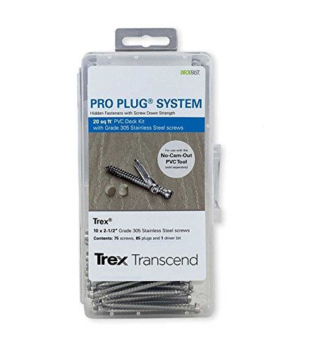 Pro Plug PVC Plugs and Stainless Screws for Trex Tree House Decking, 85 ...