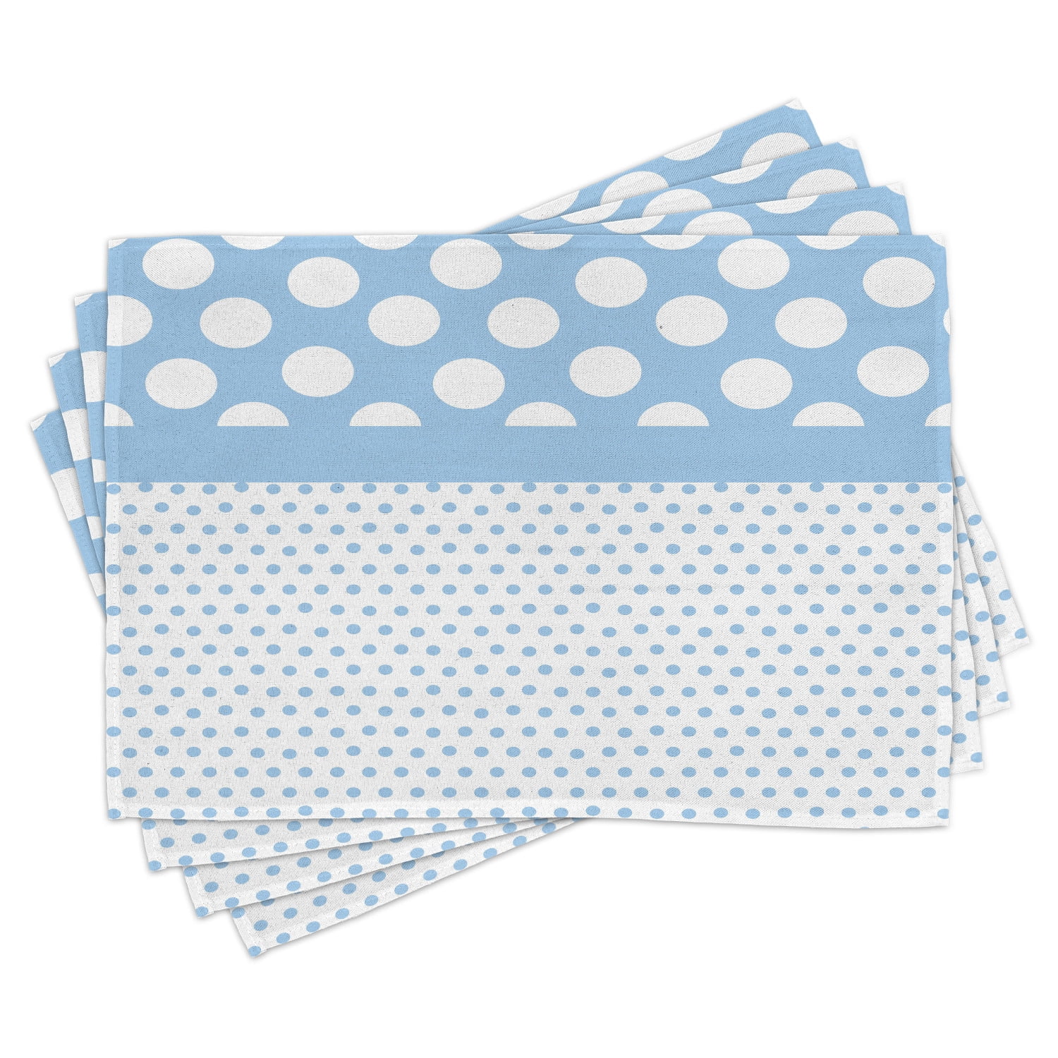 Ambesonne Vintage Place Mats Set of 4, Blue Polka Dots, Standard Size ...