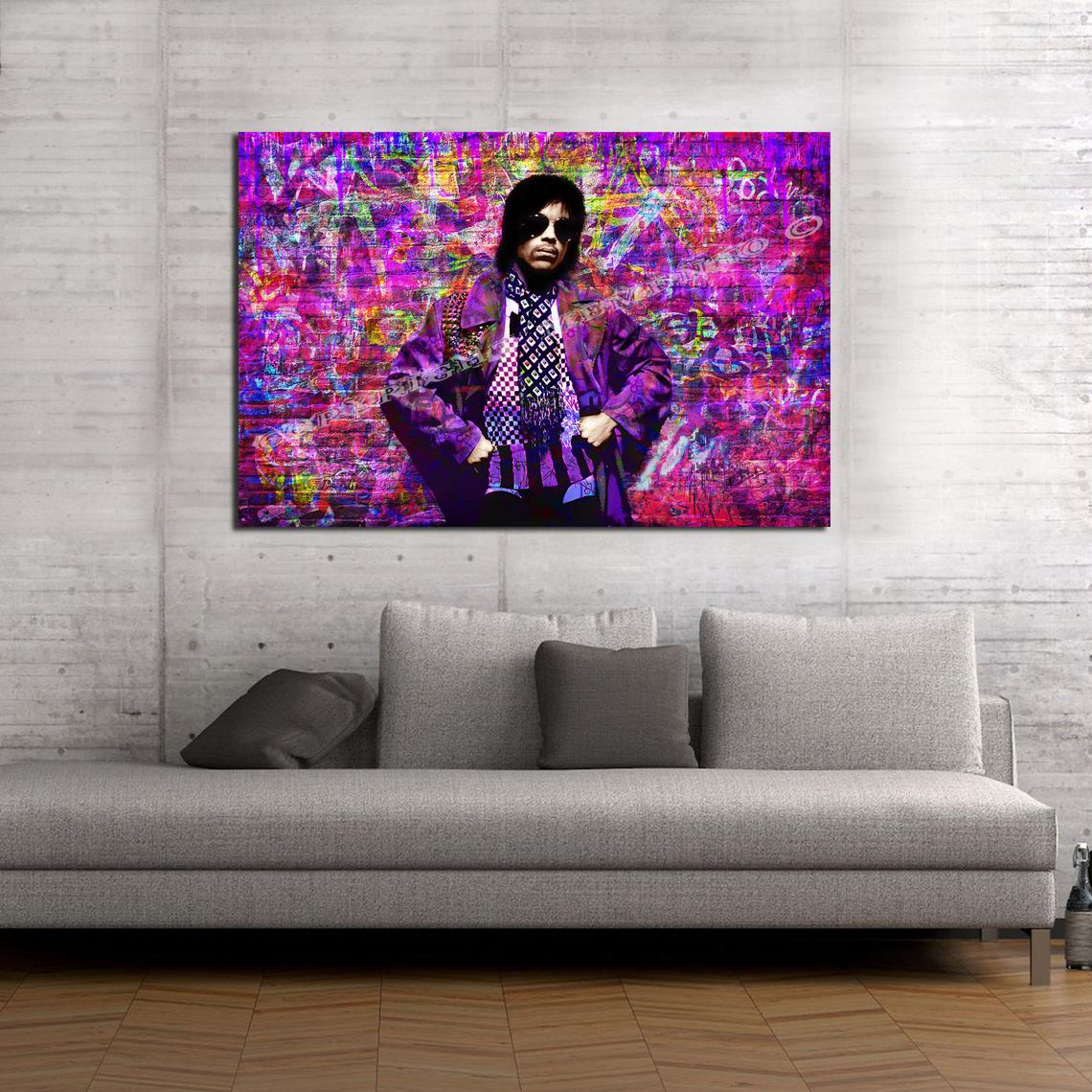 Prince Graffiti Wall Purple Reign 36x24 Ready to Hang Canvas Original ...
