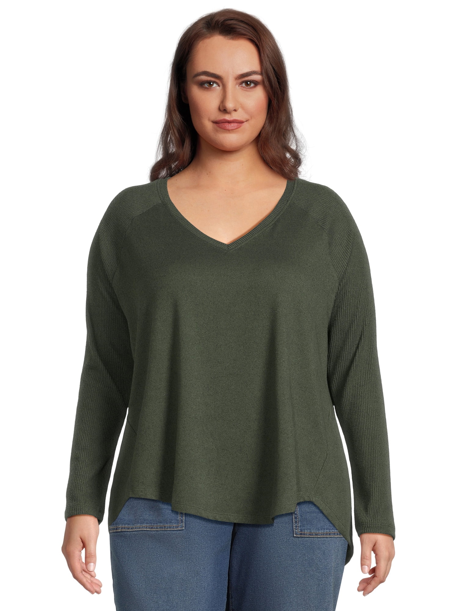 Terra & Sky Women's Plus Size Hacci Knit Top - Walmart.com