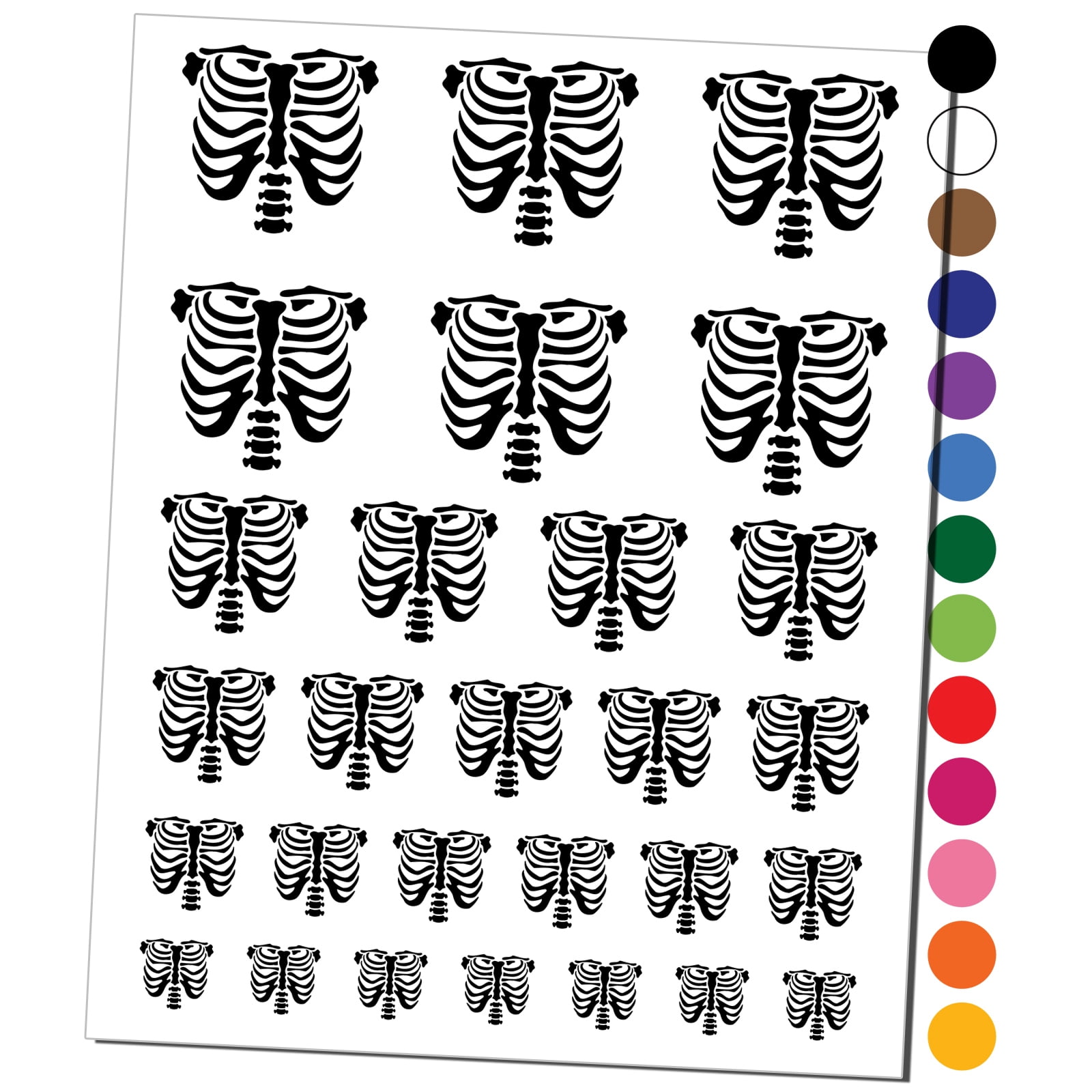 Human Ribcage Skeleton Bones Spooky Halloween Water Resistant Temporary ...