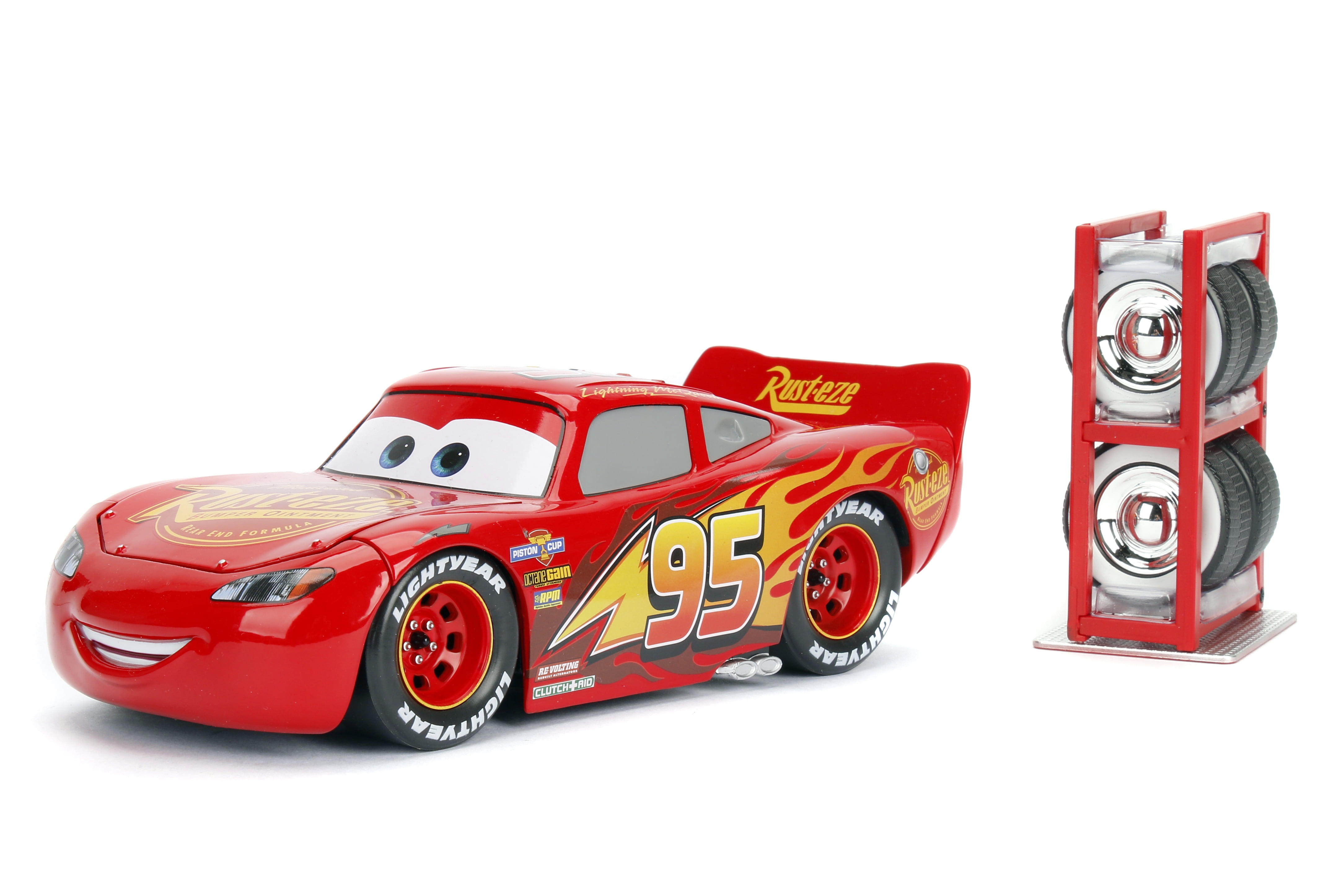 Disney Pixar Cars 1:24 Lightning McQueen Die-cast Car with Tire Rack ...
