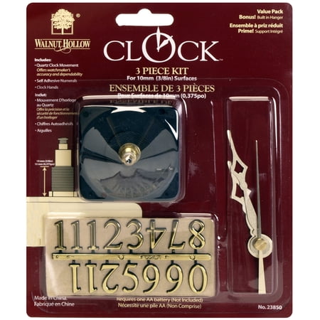 Walnut Hollow Clock Movement with Hands & Numerals for 3/8-inch Thick ...