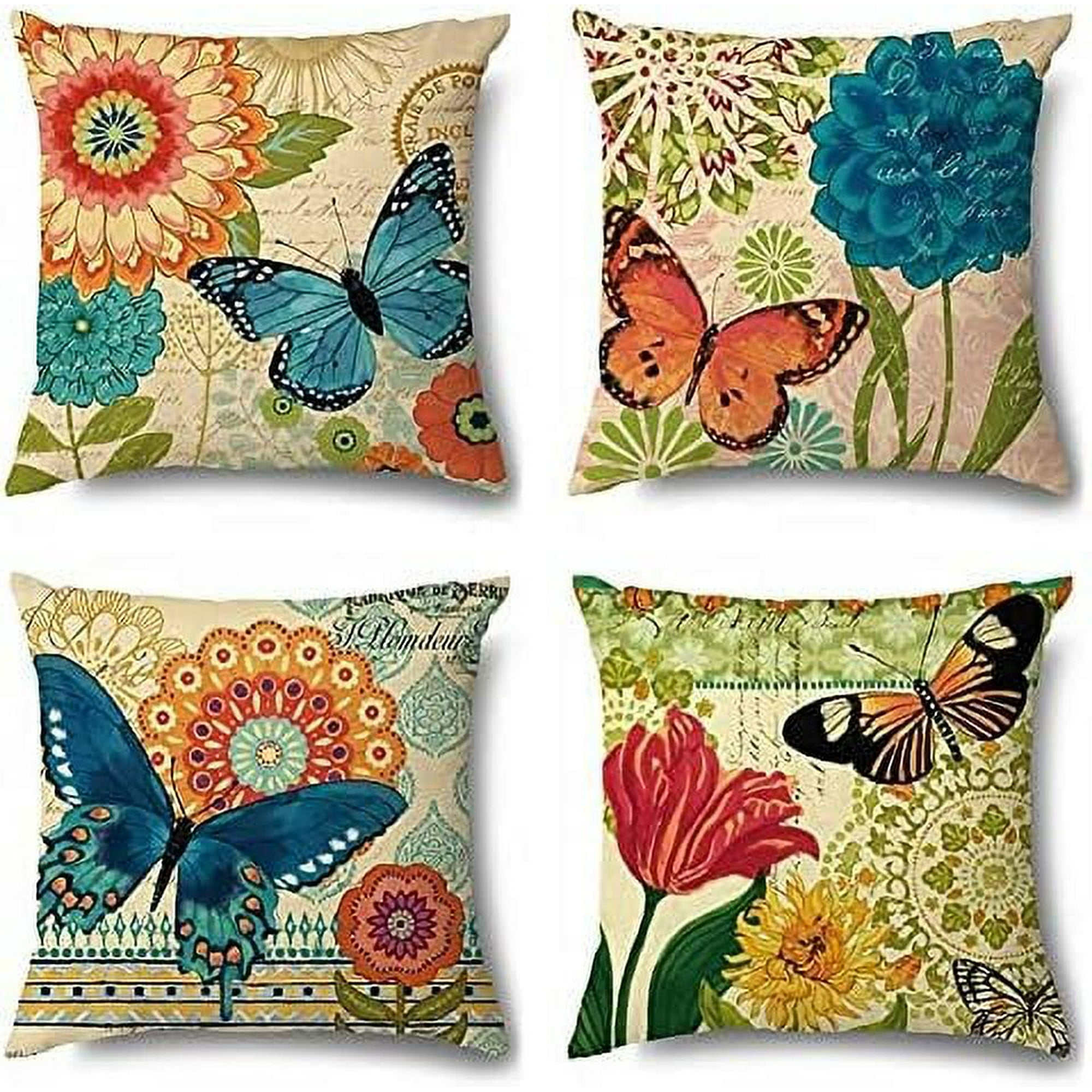 Click here for Oruyrop 4 Outdoor Pillow Covers 18x18inch Spring B... prices